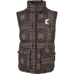 Karl Kani Herren Jerseyweste "Karl Kani Herren KM224-061-1KK OG Paisely Puffer Vest"braun, wei&szlig;, schwarz, Gr. XXS, 100% Polyimid, Westen