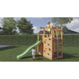 Fungoo Kinder Spielturm "Climbing Star2", braun, Holz, Metall, Polyethylen, B:195cm H:225cm T:386cm, Spielt&uuml;rme, mit Schaukel & Rutsche,