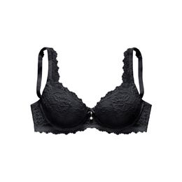Lascana Damen Push-up-BH, Gr. 70, schwarz, Spitze, Obermaterial: 88% Polyamid, 6% Elasthan, 6% Polyester, BHs, mit B&uuml;gel im angesagten