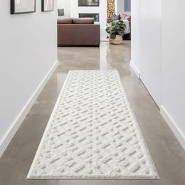 Hochflor-Teppich Carpet City, B:80cm H:20mm L:300cm, beige, Obermaterial: 100% Polypropylen, Teppiche, "FOCUS737", Boho-Teppich, Hochtief-Muster/