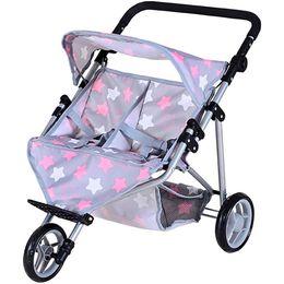 KNORRTOYS Kinder Puppen-Zwillingsbuggy "Duo", rosa, Kunststoff, Metall, Stoff, B:64cm H:55cm T:48cm, Puppenwagen