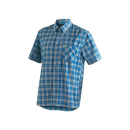 Maier Sports Herren Funktionshemd "Mauro", blau, Gr. 48, 85% Polyester, 15% Viscose, Hemden, Kariertes Kurzarm-Hemd f&uuml;r Wandern, Reisen und Freizeit