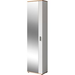 Garderobenschrank ByLiving, B:49cm H:196cm T:30cm, braun, FSC-zertifizierter Holzwerkstoff, Glas, Flur, Schr&auml;nke, "Jakob", mit gro&szlig;em Spiegel, Breite