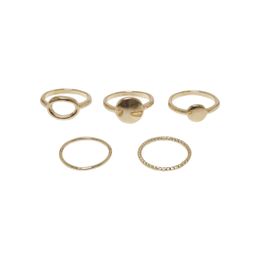 Urban Classics Damen Ring-Set "Urban Classics Unisex Basic Stacking Ring 5-Pack", S/Mgold, Fingerringe