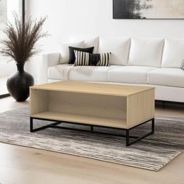 Couchtisch Inter Link, B:110cm H:45cm T:60cm, beige, Wohnzimmer, Tische, "Vivo", Kiefer Massiv, Soft-Close, Industrial Style, BxTxH: 100 x 60 x 45 cm