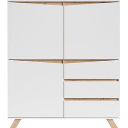 Highboard ByLiving, B:120cm H:137cm T:38cm, wei&szlig;, Melamin, Spanplatte, Wohnzimmer, Sideboards, "Valentin", 3 Schubk&auml;sten und 3 T&uuml;ren, Breite 120cm in