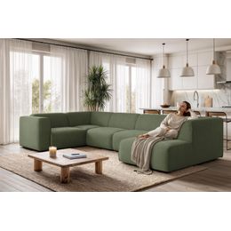 Wohnlandschaft OTTO HOME, B:367cm H:70cm T:206cm, gr&uuml;n, Struktur fein (100% Polyester);Samtoptik (100% Polyester);Samtcord (92% Polyester, 8%