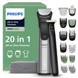 Philips Multifunktionstrimmer "Series 9000 MG9557/15", silber, B:19cm H:23cm T:7cm, Haarschneider, 20-in-1-Trimmer f&uuml;r Gesicht, K&ouml;rper und Kopfhaare
