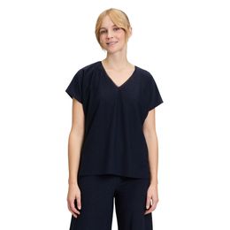 Vera Mont Damen Shirtbluse "Damen mit V-Ausschnitt", blau, Gr. 38, Obermaterial: 77% Polyester, 17% Polyester, 6% Elasthan; Besatz: 100% Polyester,