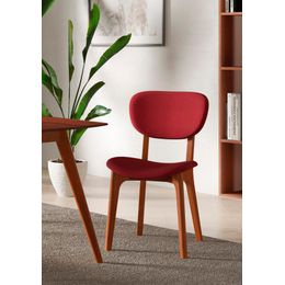 Stuhl Home Affaire, B:50cm H:88cm T:62cm, rot, Polyester, Esszimmer, St&uuml;hle, "COZY Made in Italy", Gestell in Buche, Kirsch- oder Nussbaum,
