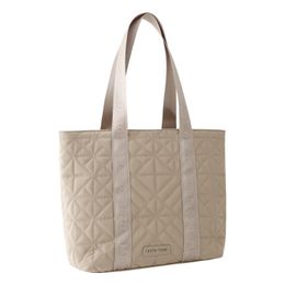 Marco Tozzi Damen Henkeltasche, beige, Lederimitat, Textil, Taschen, Damen Schultertasche, Shopper mit trendiger Ziersteppung