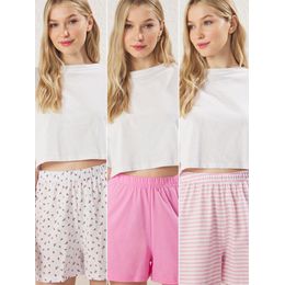 Trendyol Pyjamashorts Damen Gr&ouml;&szlig;e M pink / rosa / pitaya / wei&szlig; Winterkleid
