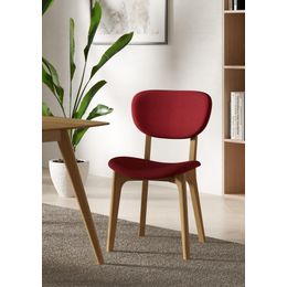 Stuhl Home Affaire, B:50cm H:88cm T:62cm, rot, Polyester, Esszimmer, St&uuml;hle, "COZY Made in Italy", Gestell in Buche, Kirsch- oder Nussbaum,