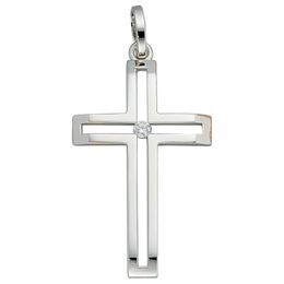 Jobo Damen Kreuzanh&auml;nger "Anh&auml;nger Kreuz Wei&szlig;goldkreuz", SI = kleine Einschl&uuml;sse, Diamanten Wei&szlig;gold 585wei&szlig;gold 585, Diamanten, Wei&szlig;gold 585,
