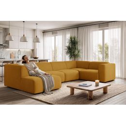 Wohnlandschaft OTTO HOME, B:367cm H:70cm T:206cm, gelb, Struktur fein (100% Polyester);Samtoptik (100% Polyester);Samtcord (92% Polyester, 8%