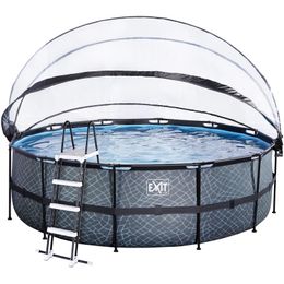 Framepool EXIT, H:122cm &Oslash;:450cm, grau, Schwimmbecken, "inkl. multifunktionaler Poolabdeckung und Sicherheitsleiter", &Oslash;xH: 450x122 cm, mit