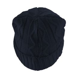 MSTRDS Damen Beanie "MSTRDS Unisex Beanie Cable Flap"navy, Kunstfaser, M&uuml;tzen