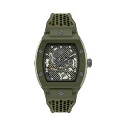 Philipp Plein Herren Luxusuhr "The Skeleton Aus &Ouml;kokeramik"0565, gr&uuml;n, military, Armbanduhren