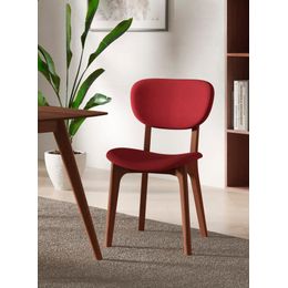Stuhl Home Affaire, B:50cm H:88cm T:62cm, rot, Polyester, Esszimmer, St&uuml;hle, "COZY Made in Italy", Gestell in Buche, Kirsch- oder Nussbaum,