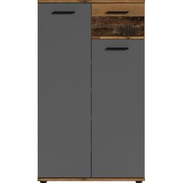 Schuhkommode ByLiving, B:60cm H:102cm T:30cm, grau, FSC-zertifizierter Holzwerkstoff, Sideboards, "Jakob", Breite 60 cm
