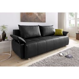 Schlafsofa Collection AB, B:212cm H:84cm T:96cm, schwarz, Zierkissen: 100% Polyester;Struktur (100% Polyester);Kunstleder SOFTLUX;Microfaser