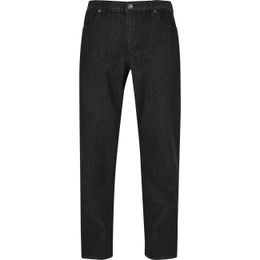 Bequeme Jeans Urban Classics "Urban Classics Herren Straight Slit Jeans", Herren, Gr. 34, Normalgr&ouml;&szlig;en, schwarzraw, 100% Baumwolle, unifarben, Jeans