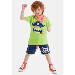 DENOKIDS Jungen Hausanzug "3tlg. Set", Gr. 98light gr&uuml;n, 92% Baumwolle, 8% Elasthan, bedruckt, Homewear-Sets