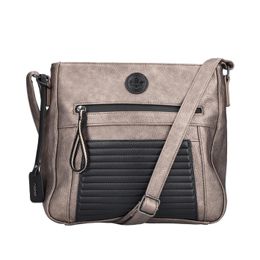 Rieker Damen Umh&auml;ngetaschetaupe, schwarz, Lederimitat, Antik-Look, Taschen, Schultertasche, Damen-Handtasche, mit praktischen F&auml;chern