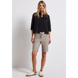 Street One Damen Bermudas, beige, Gr. 44, unifarben, Web, 98% Baumwolle, 2% Elasthan, Hosen, Middle Waist