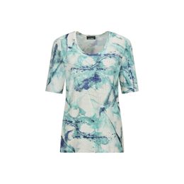 GOLDNER Damen Print-Shirt "Kurzgr&ouml;&szlig;e Cityshirt mit Glitzersteinen", blau, Gr. 25, Obermaterial: 95% Viskose CV. 5% Elasthan EL., Shirts,