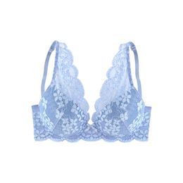 Petite Fleur Damen Push-up-BH, Gr. 90himmelblau, Spitze, Obermaterial: 60% Polyamid, 35% Polyester, 5% Elasthan, BHs, mit B&uuml;gel im High-Apex-Design
