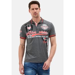 Cipo & Baxx CIPO & BAXX Herren Poloshirt, grau, Gr. S, bedruckt, Single Jersey, Obermaterial: 95% Baumwolle, 5% Elasthan, Shirts