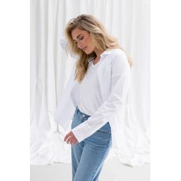 Base Level Damen Hemdbluse "Yune", wei&szlig;, Gr. 44, unifarben, Web, Obermaterial: 98% Baumwolle, 2% Elasthan, Blusen, in Unifarbe