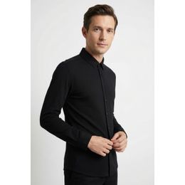 Businesshemd Cinque "CIRONI", Herren, Gr. L, N-Gr, schwarz, Web, Obermaterial: 55% Baumwolle, 45% Polyester, unifarben, bequem normal, Rundhals, 1-Knopf-Manschette, Hemden, b&uuml;gelfreie Piquet Qualit&auml;t, Leisure-Fit