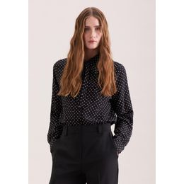 Seidensticker Damen Klassische Bluse, schwarz, Gr. 36, gemustert, gepunktet, 100% Viskose, Blusen, 1/1 Kragen Druck
