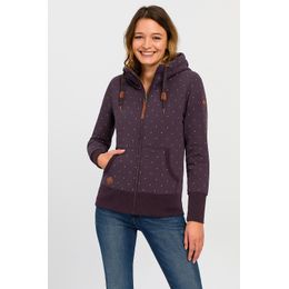 Ragwear Damen Kapuzensweatjacke "NESKA DOTS MULTICOLOR ZIP O", rot, Gr. M, gemustert, Sweatware, Obermaterial: 70% Baumwolle, 30% Polyester,