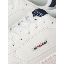 Jack & Jones JACK & JONES Herren Sneaker "JFWBOUNCE", Gr. 43wei&szlig;, navy, Lederimitat, Textil, kontrastfarbene Details, Schuhe, Schn&uuml;rschuh, Halbschuh,