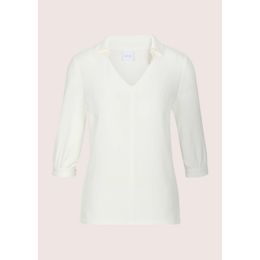 Madeleine Mode MADELEINE Damen Kurzarmbluse "Hemdbluse Blusenshirt mit V-Ausschnitt", wei&szlig;, Gr. 42, Obermaterial: 95% Viskose CV. 5% Elasthan EL., Blusen,