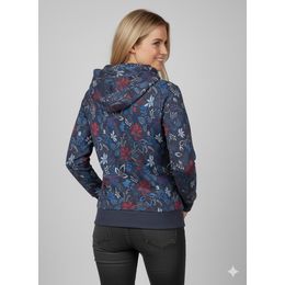 Ragwear Damen Kapuzensweatshirt "GRIPY FLOWERS O", M, blau, Sweatware, Obermaterial: 70% Baumwolle, 30% Polyester, Sweatshirts, mit breitem