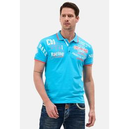 Cipo & Baxx CIPO & BAXX Herren Poloshirt, blau, Gr. L, bedruckt, Jersey, Obermaterial: 95% Baumwolle, 5% Elasthan, Shirts