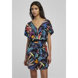 Urban Classics Damen Jumpsuit "Urban Classics Damen Ladies Short Viscose Belt Jumpsuit", bunt, Gr. XXL, 100% Viskose, Overalls