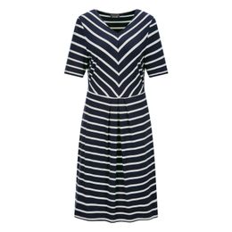 GOLDNER Damen Sommerkleid "Viskosekleid im Streifen-Look", blau, Gr. 52, Obermaterial: 92% Viskose CV. 8% Elasthan EL., Kleider, stretchbequemer