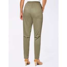 Inspirationen Damen Schlupfhose, gr&uuml;n, Gr. 50, gebl&uuml;mt, unifarben, 100% Viskose, Hosen