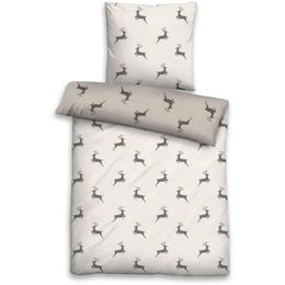 Wendebettw&auml;sche Biberna, beige, Flanell;Feinflanell, 100% Baumwolle, Bettw&auml;sche