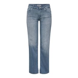 Only Damen Straight-Jeans "ONLBLUSH MID STRAIGHT DNM REA558 NOOS", blau, Gr. XS, unifarben, Denim/Jeans, Obermaterial: 92% Baumwolle, 6%