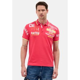 Cipo & Baxx CIPO & BAXX Herren Poloshirt, rosa, Gr. M, bedruckt, Jersey, Obermaterial: 95% Baumwolle, 5% Elasthan, Shirts