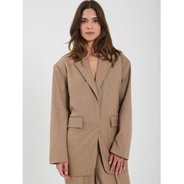 Blusenblazer NORR "NORR Blazer Novia", Damen, Gr. 36, gelb stripe, Obermaterial: 80% Polyester, 20% Viskose, Blazer Blusenblazer