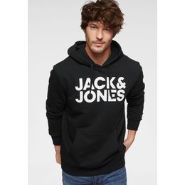 Jack & Jones JACK & JONES Herren Kapuzensweatshirt "JJECORP LOGO SWEAT HOOD NOOS", schwarz, Gr. XS, bedruckt, angeraute Sweatware, Obermaterial: 70% Baumwolle,