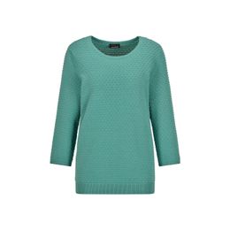 GOLDNER Damen Rundhalspullover "Kurzgr&ouml;&szlig;e Halbarm Baumwollpullover mit Struktur", gr&uuml;n, Modisch, Gr. 23, Obermaterial: 100% Baumwolle CO., Pullover,
