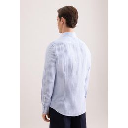 Seidensticker Herren Leinenhemd "Schwarze Rose"hellblau, Gr. 40, gestreift, 100% Leinen, Hemden, Slim 1/1 Kentkragen Gestreift